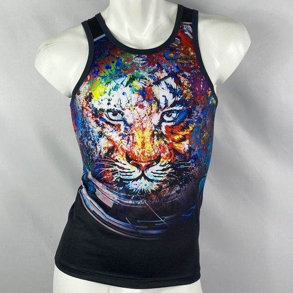 Shirts | Mens Paint Splatter Tiger Graphic Tank Top Small | Poshmark
